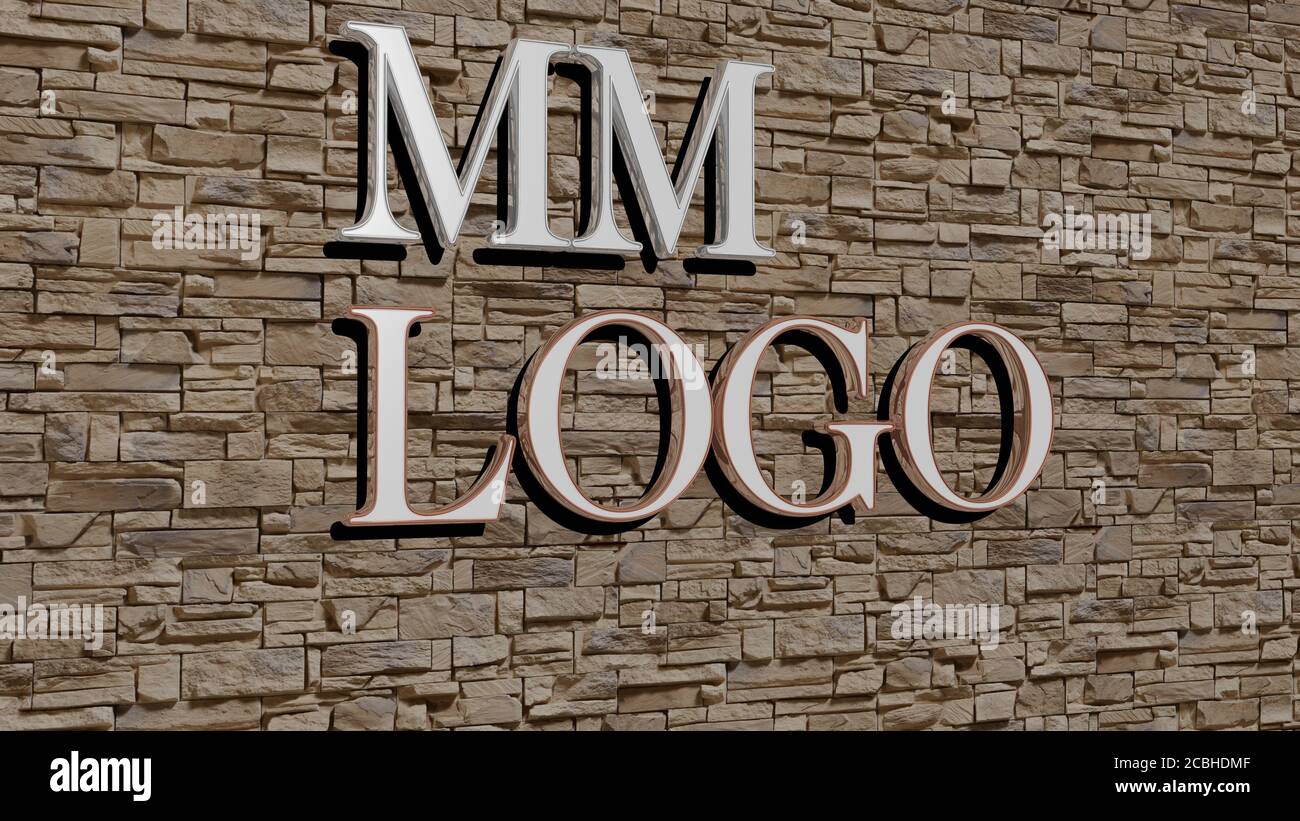mm logo text on textured wall - 3D illustration for background and ...