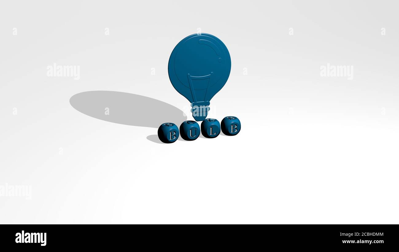 BULB 3D icon over cubic letters - 3D illustration for background and ...