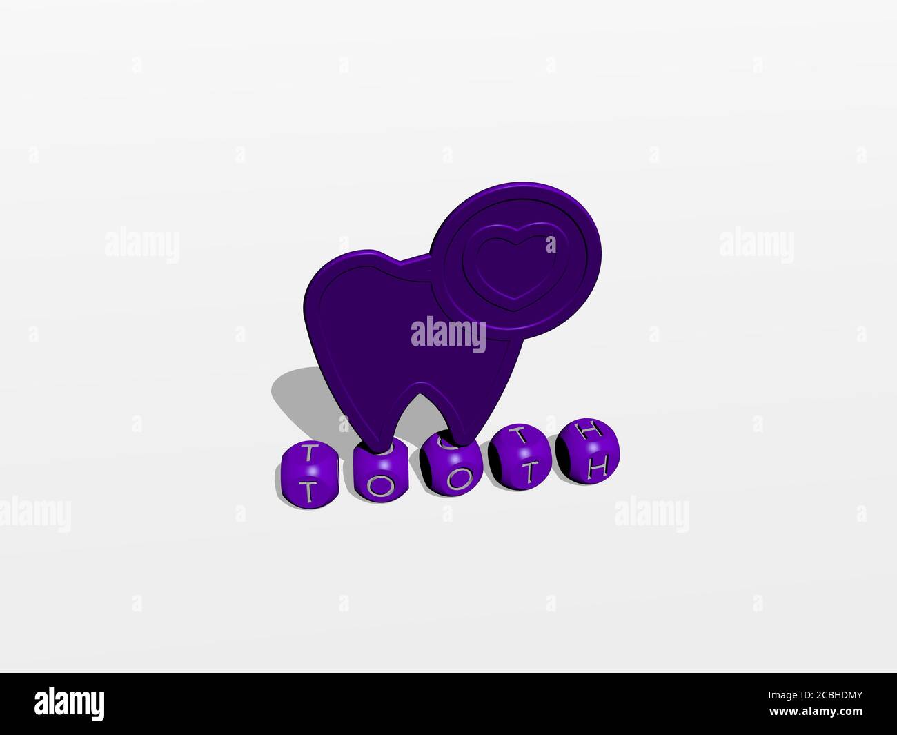 TOOTH cubic letters with 3D icon on the top - 3D illustration for ...