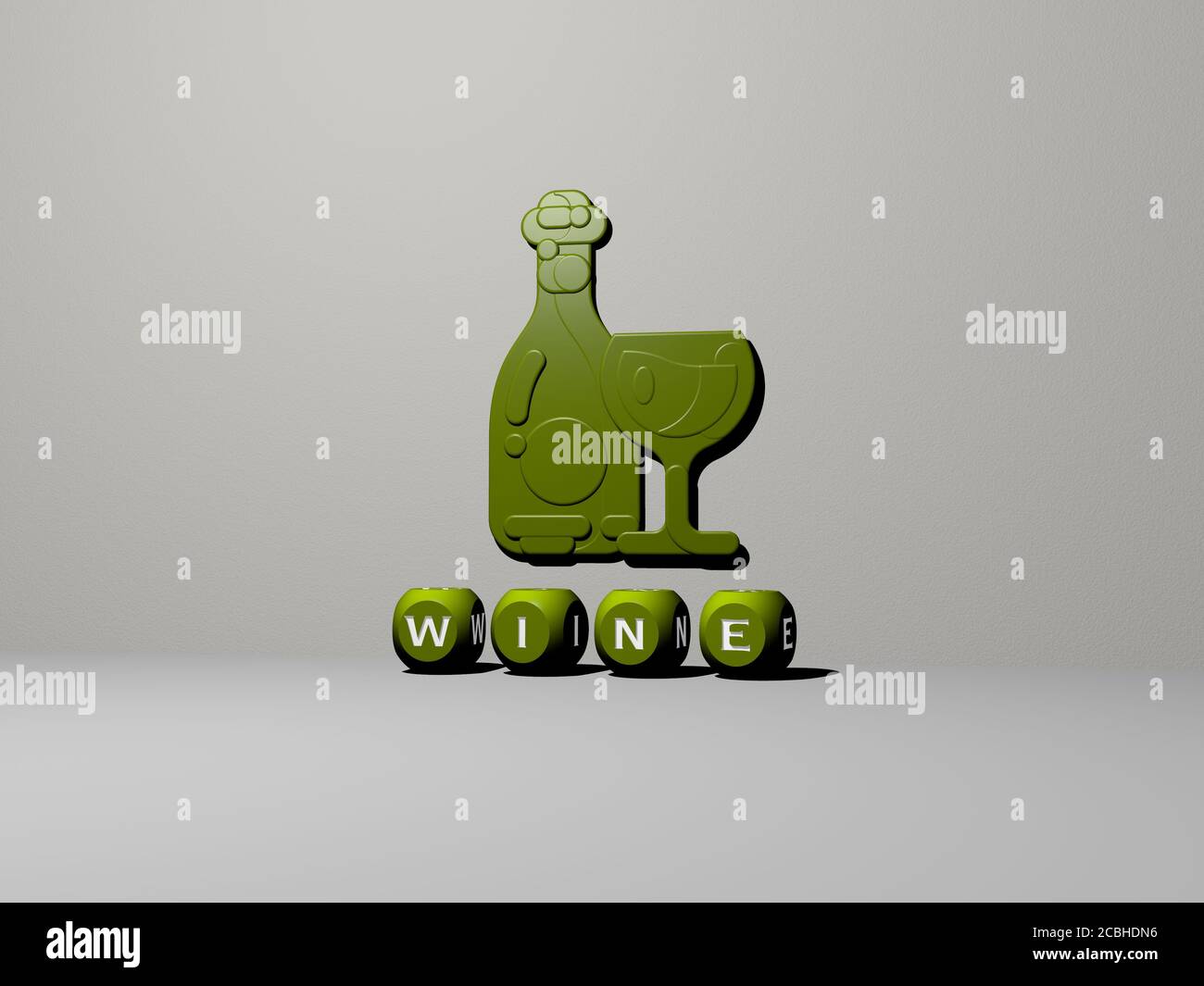 WINE 3D icon on the wall and text of cubic alphabets on the floor - 3D ...