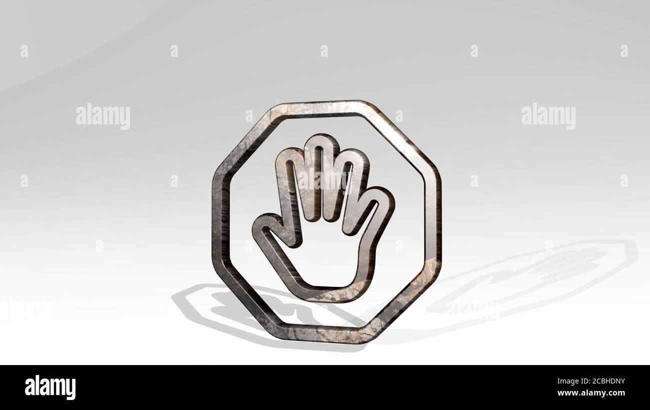 stop sign 3D icon standing on the floor - 3D illustration for ...