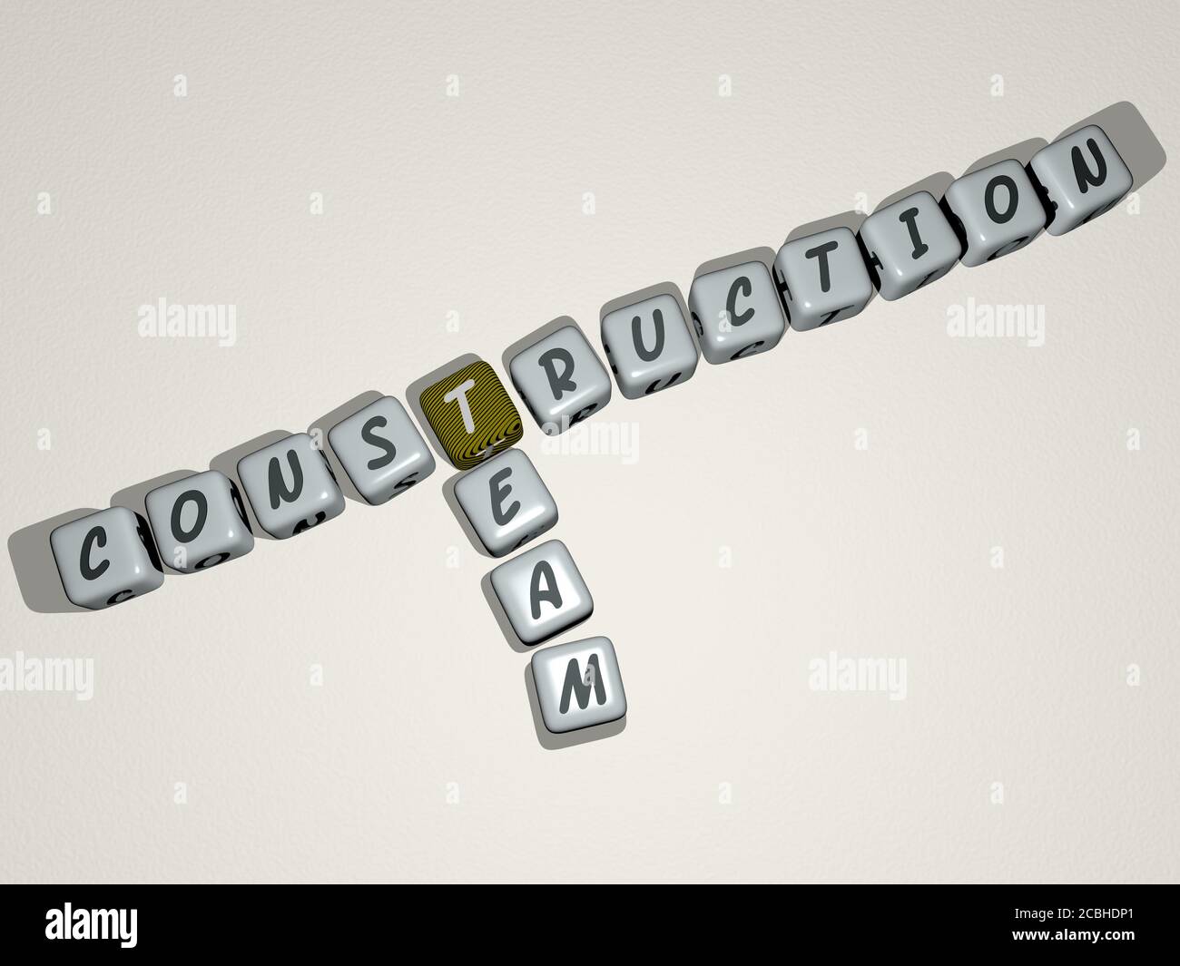 CONSTRUCTION TEAM crossword by cubic dice letters - 3D illustration for ...