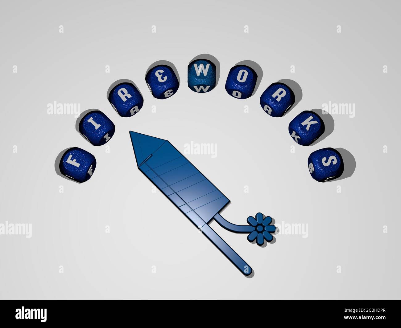 fireworks icon surrounded by the text of individual letters - 3D ...