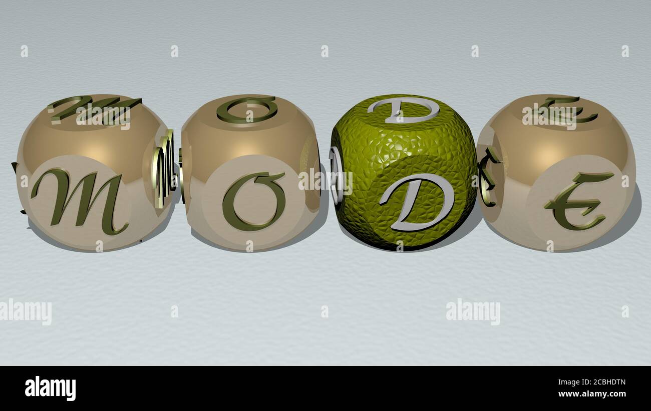 MODE text by cubic dice letters - 3D illustration for background and ...