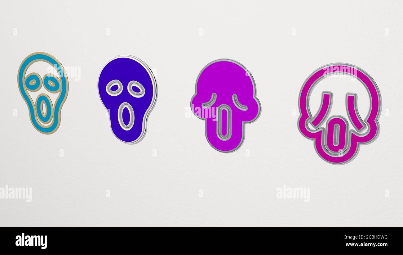 SCREAM 4 icons set - 3D illustration for background and girl Stock ...