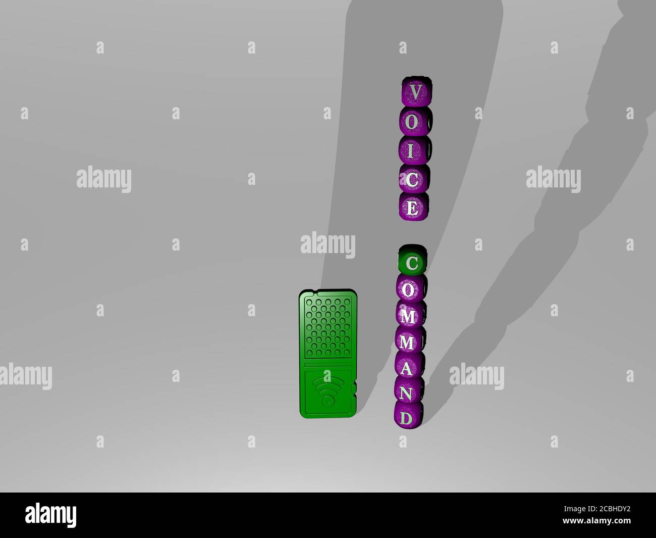 VOICE COMMAND text beside the 3D icon - 3D illustration for background ...