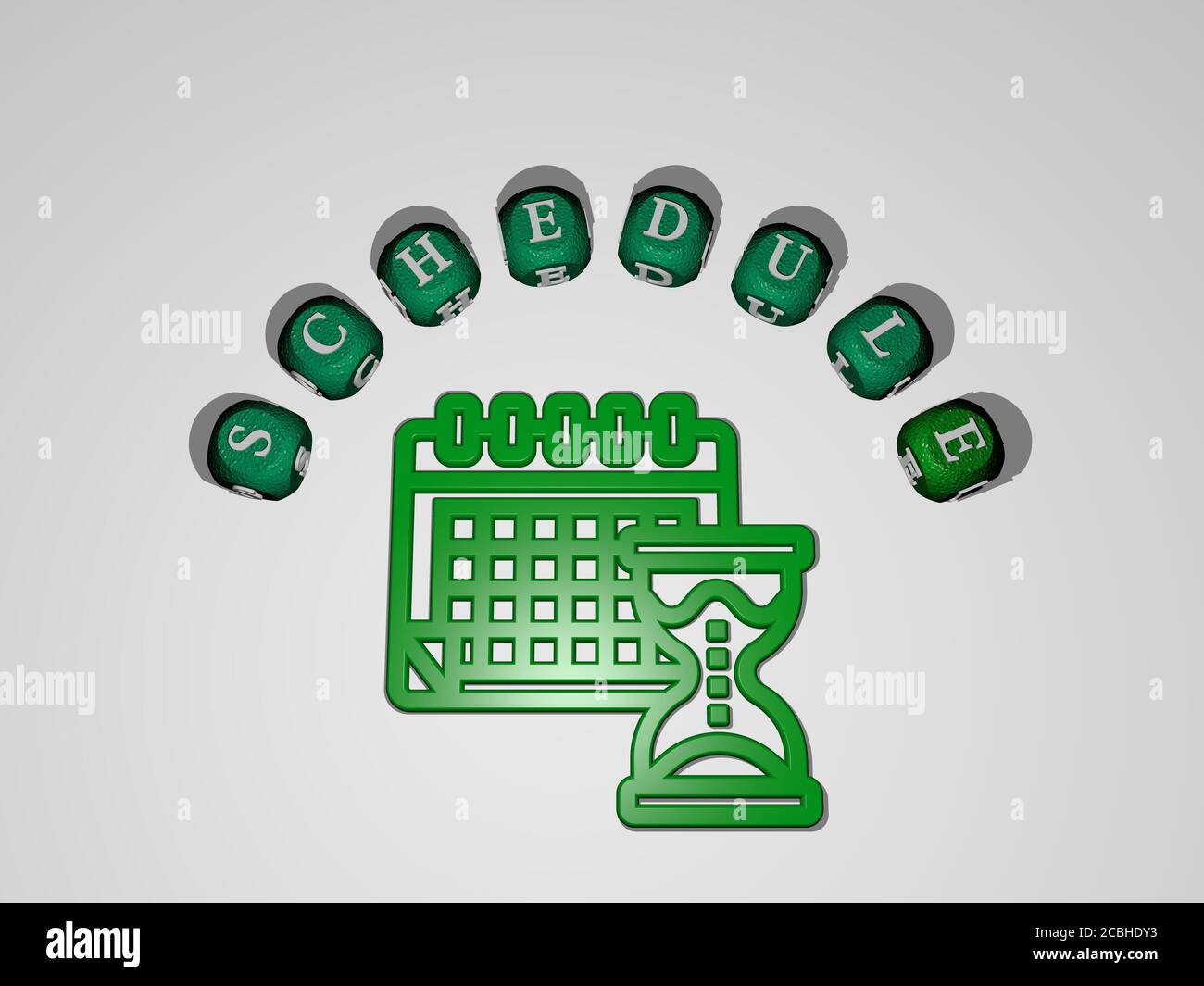 schedule icon surrounded by the text of individual letters - 3D ...