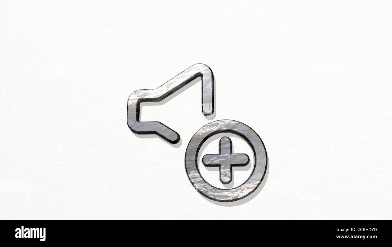 volume control up 3D icon on the wall - 3D illustration for background ...