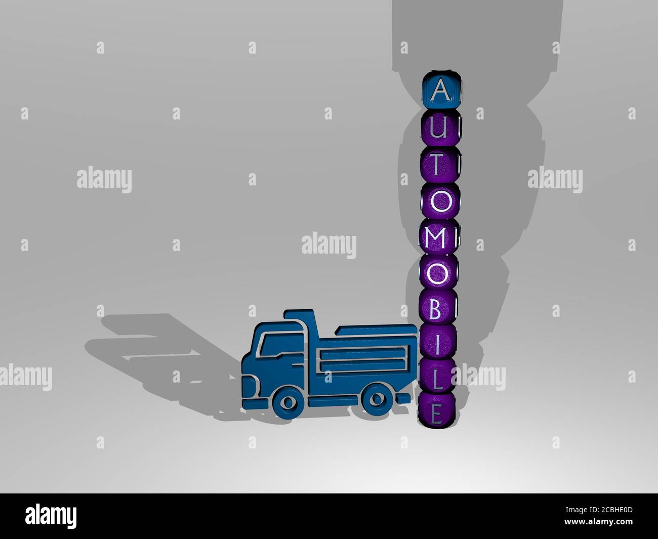 AUTOMOBILE text beside the 3D icon - 3D illustration for car and ...