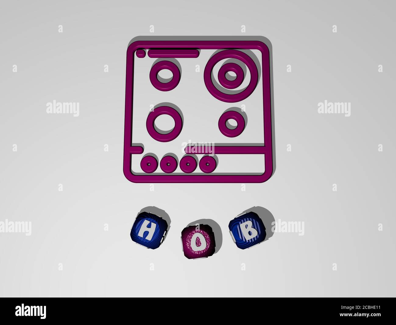 HOB text around the 3D icon - 3D illustration for kitchen and gas Stock ...