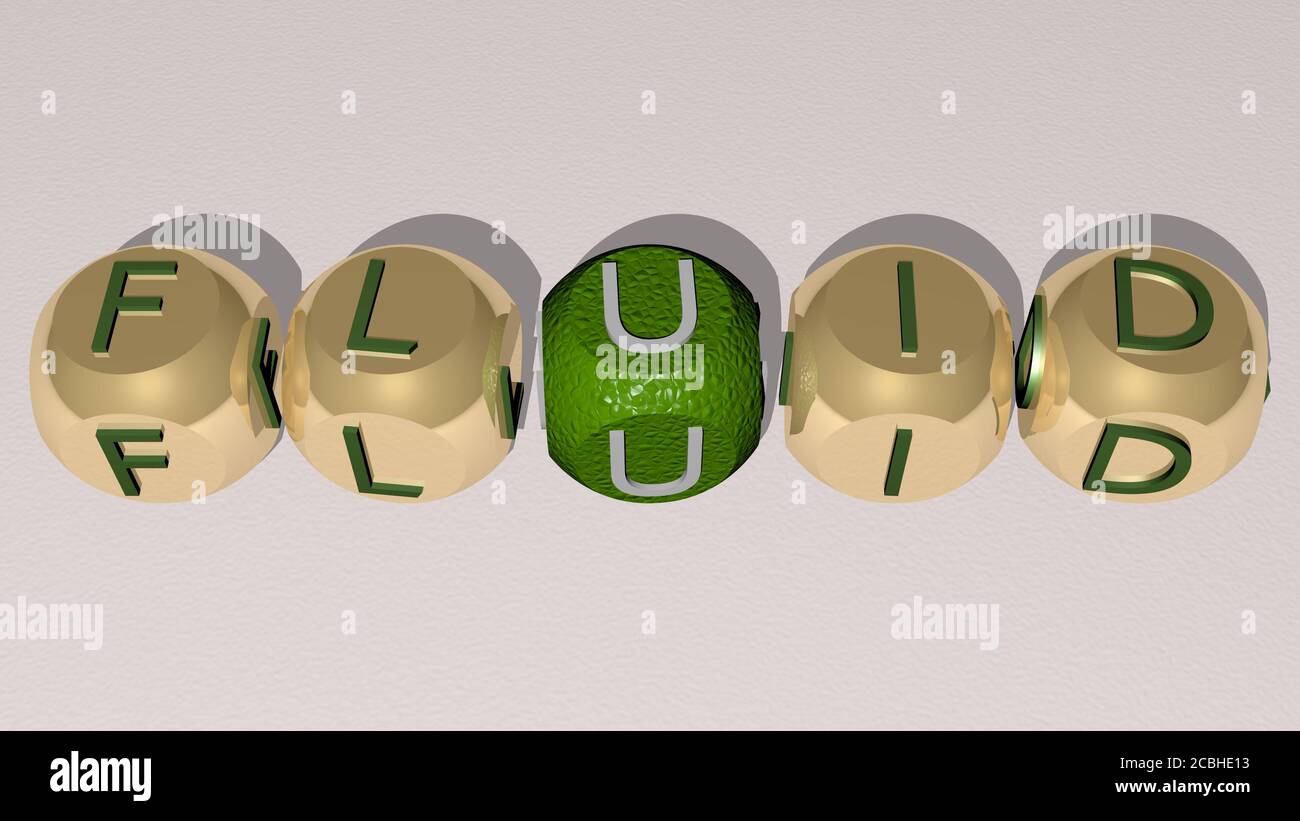 FLUID text by cubic dice letters - 3D illustration for background and ...