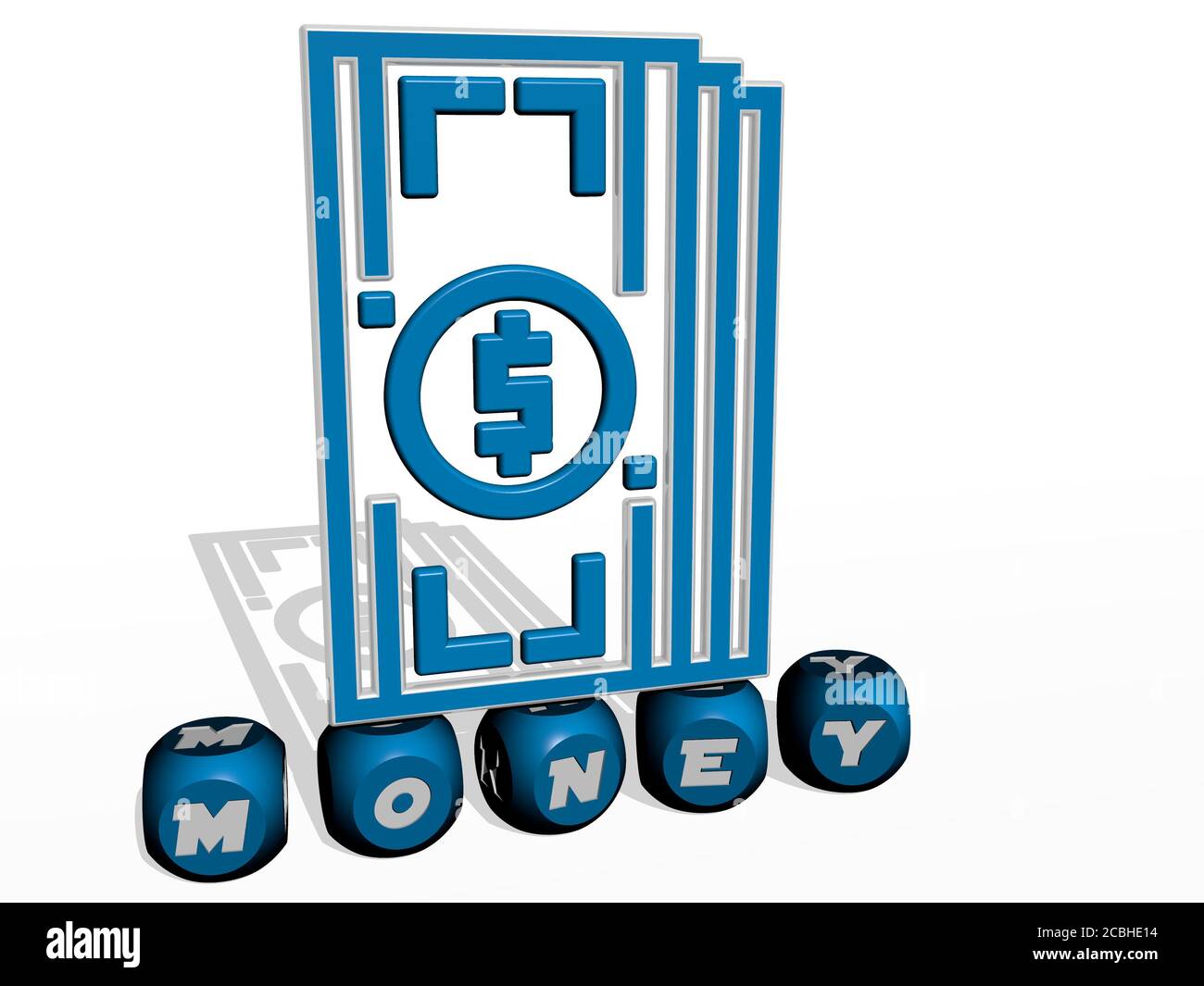 money cubic letters with 3D icon on the top - 3D illustration for ...