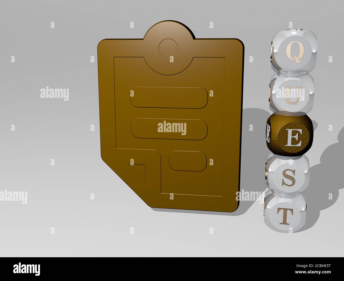 QUEST 3D icon beside the vertical text of individual letters - 3D ...