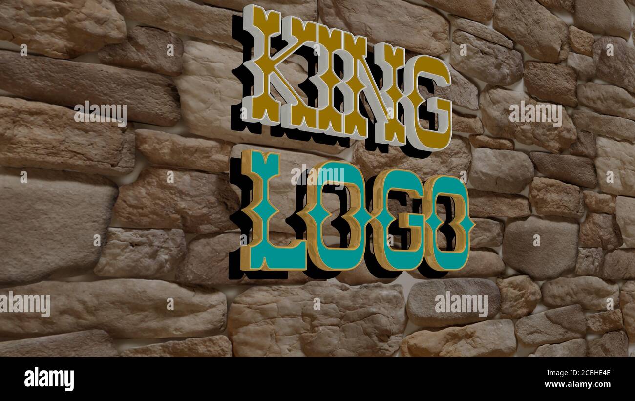 KING LOGO text on textured wall - 3D illustration for background and ...