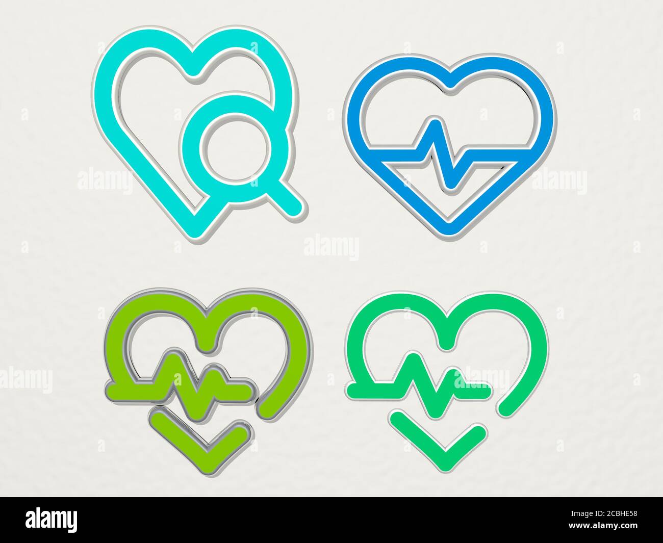 CARDIOLOGY 4 icons set - 3D illustration for heart and care Stock Photo ...