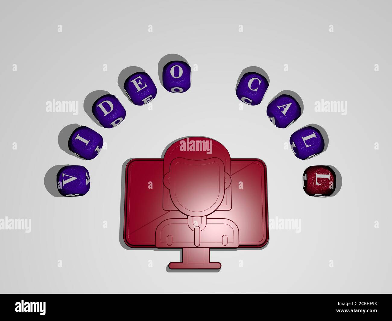 video call icon surrounded by the text of individual letters - 3D ...