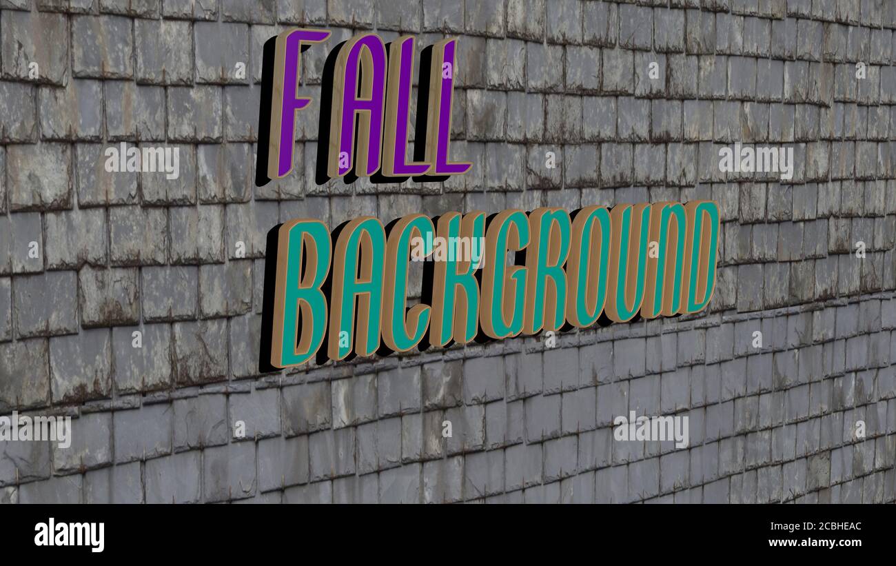 fall background text on textured wall - 3D illustration for autumn and ...