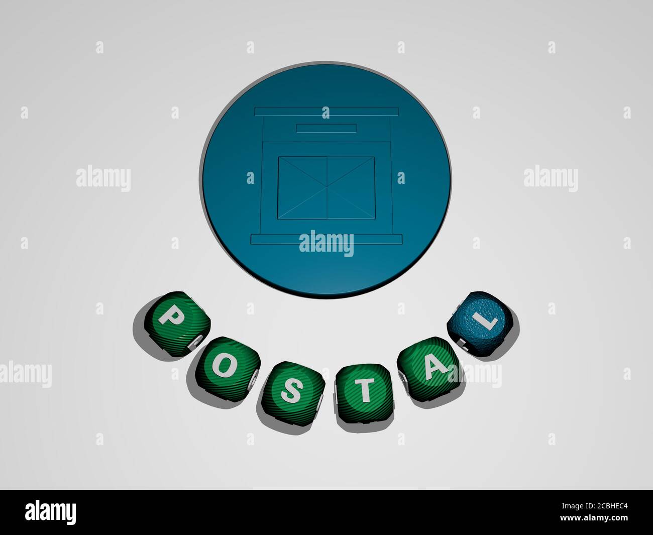 postal text around the 3D icon - 3D illustration for stamp and mail ...
