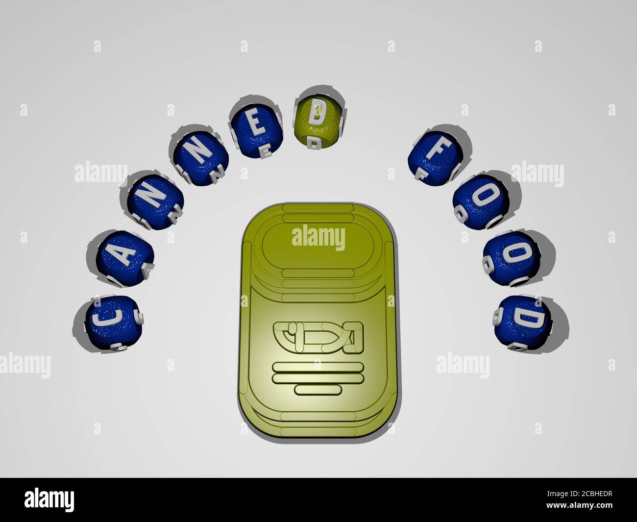 canned food icon surrounded by the text of individual letters - 3D ...