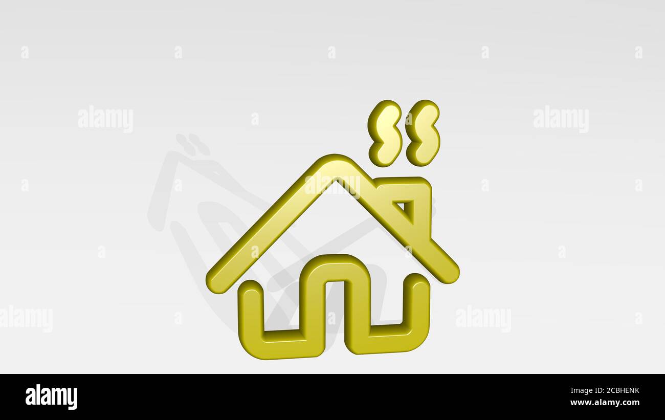 HOUSE 3D icon casting shadow - 3D illustration for building and ...