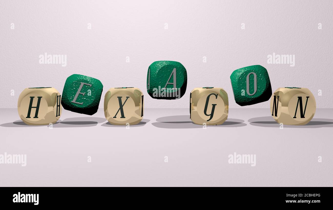 hexagon dancing cubic letters - 3D illustration for background and ...