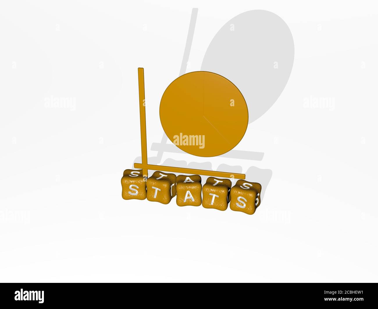 stats 3D icon on cubic text - 3D illustration for business and chart ...