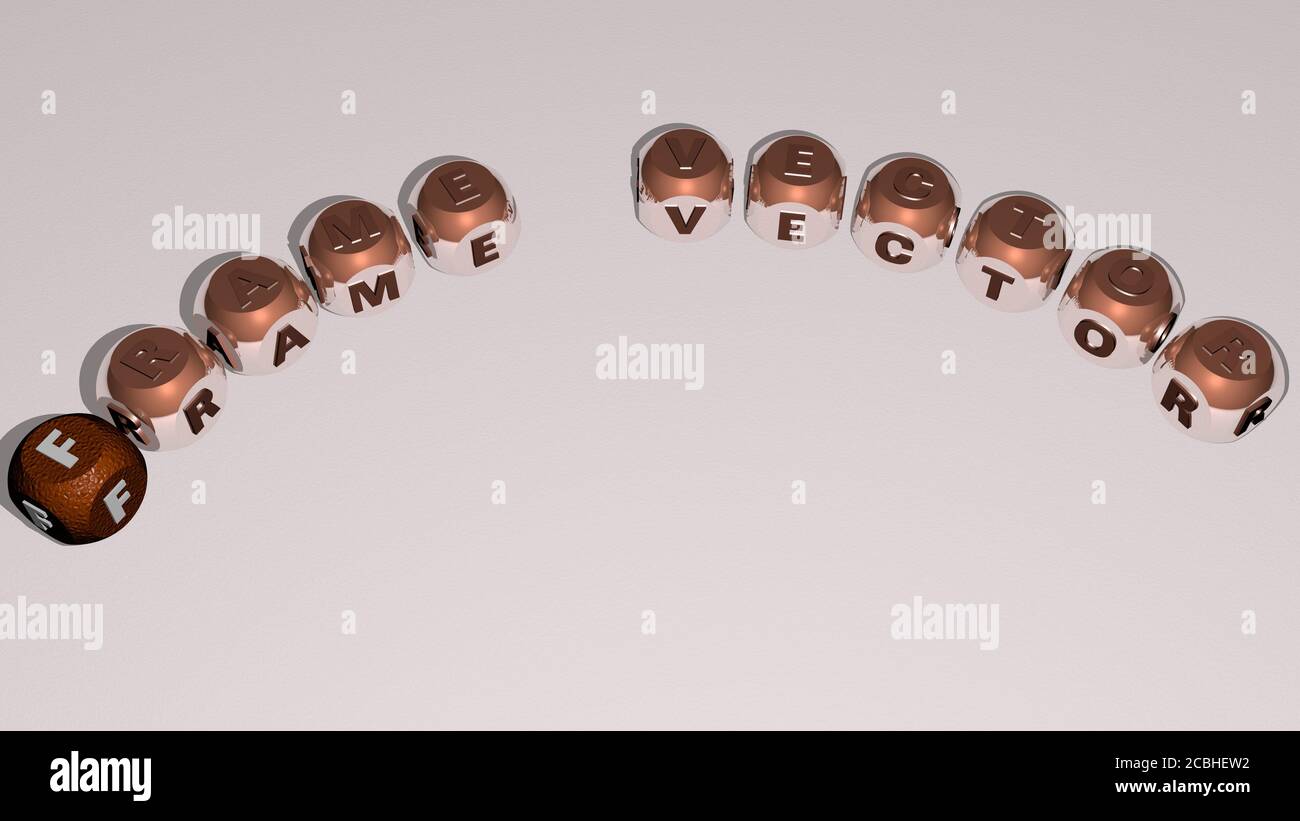 FRAME VECTOR text of dice letters with curvature - 3D illustration for ...