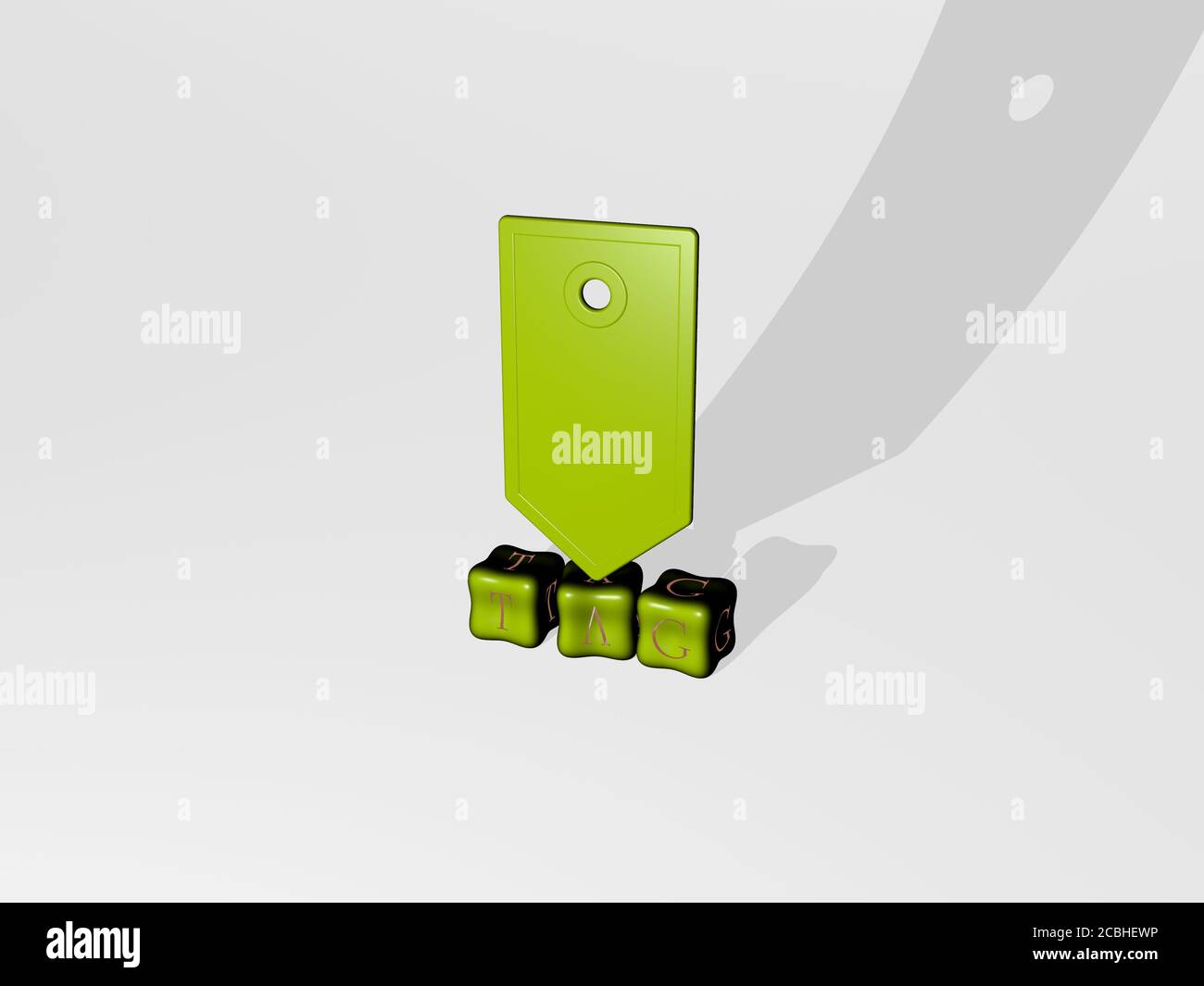 TAG 3D icon object on text of cubic letters - 3D illustration for sign ...