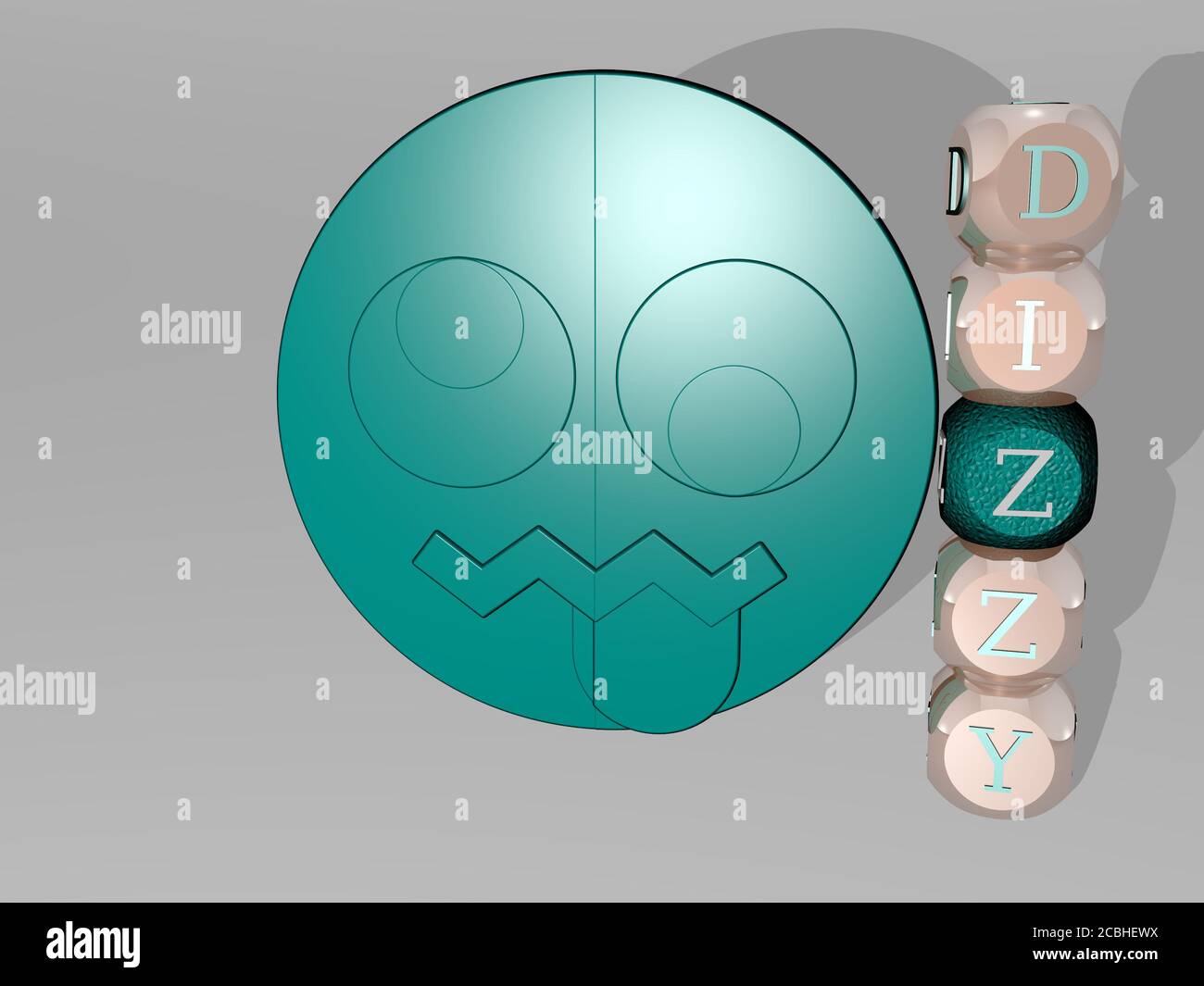 dizzy 3D icon beside the vertical text of individual letters - 3D ...