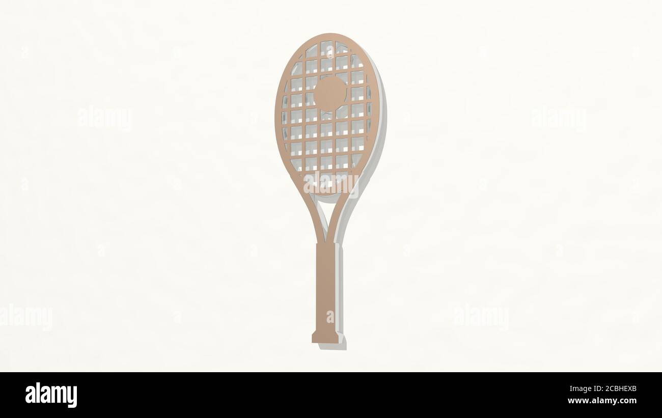 tennis racket and ball 3D drawing icon - 3D illustration for background ...