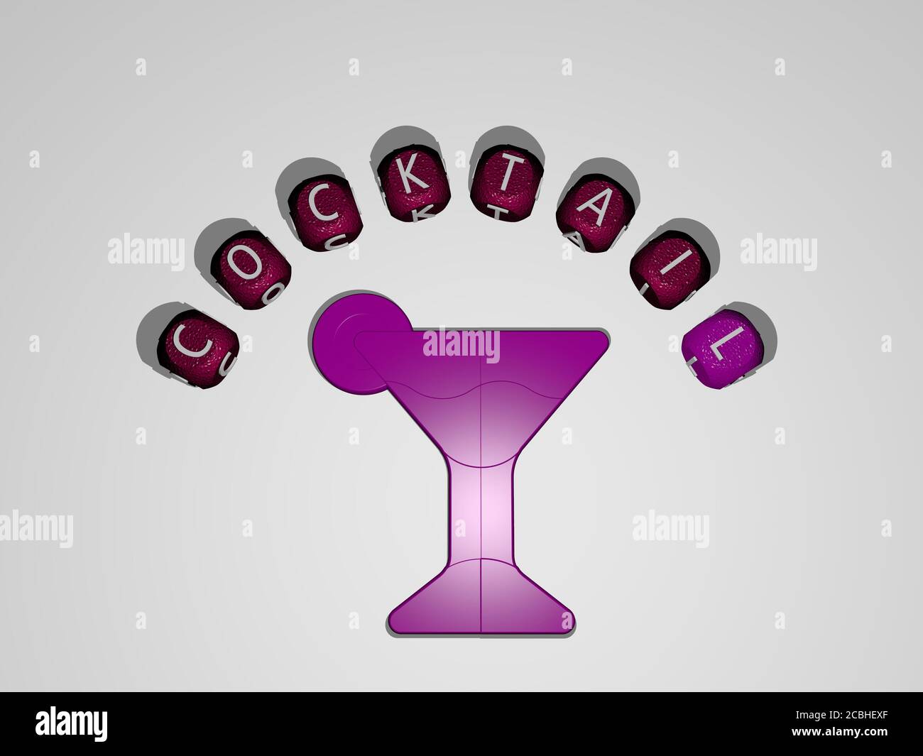 cocktail icon surrounded by the text of individual letters - 3D ...