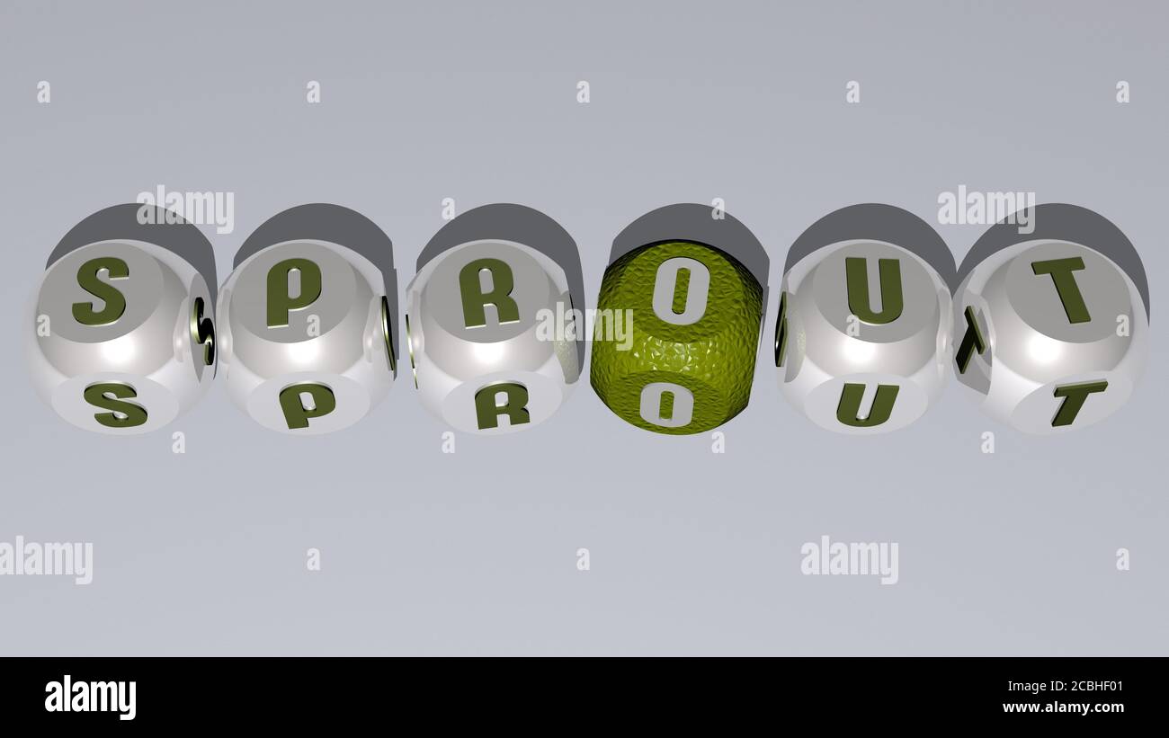 SPROUT text by cubic dice letters - 3D illustration for green and ...