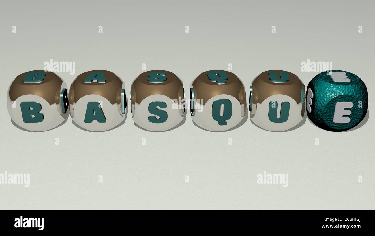 BASQUE text by cubic dice letters - 3D illustration for country and ...