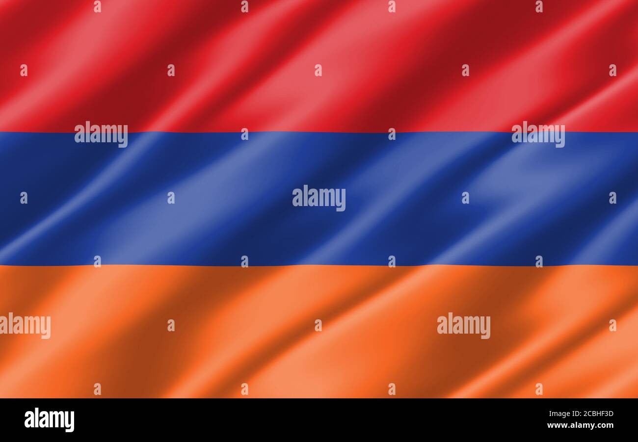 Silk wavy flag of Armenia graphic. Wavy Armenian flag 3D illustration ...