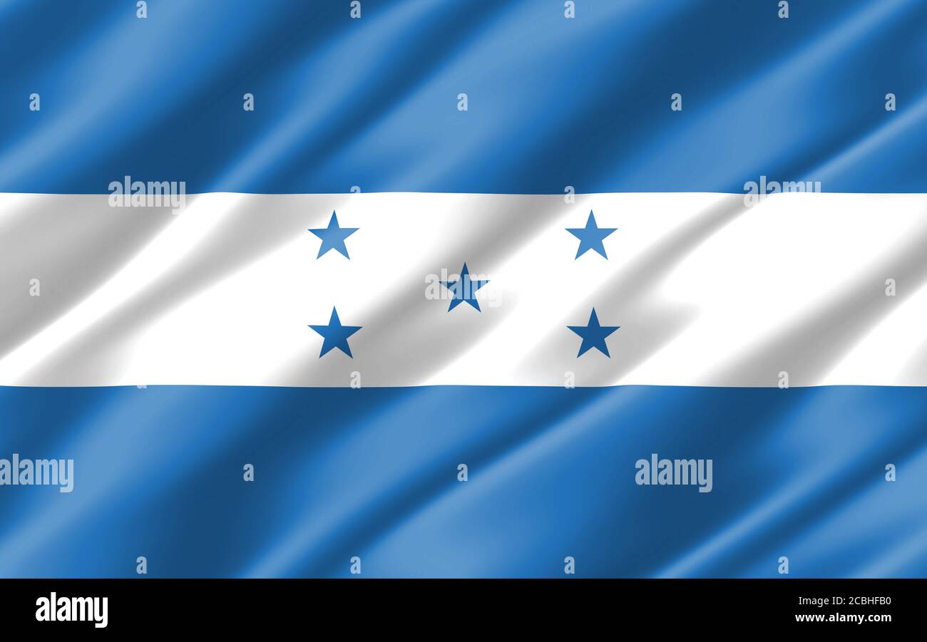 Silk wavy flag of Honduras graphic. Wavy Honduran flag 3D illustration ...