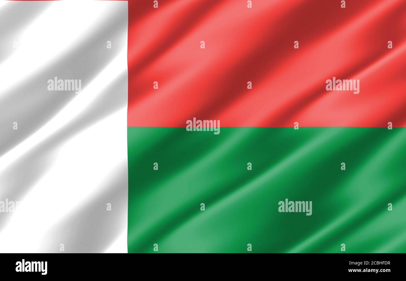 Silk wavy flag of Madagascar graphic. Wavy Malagasy flag 3D ...