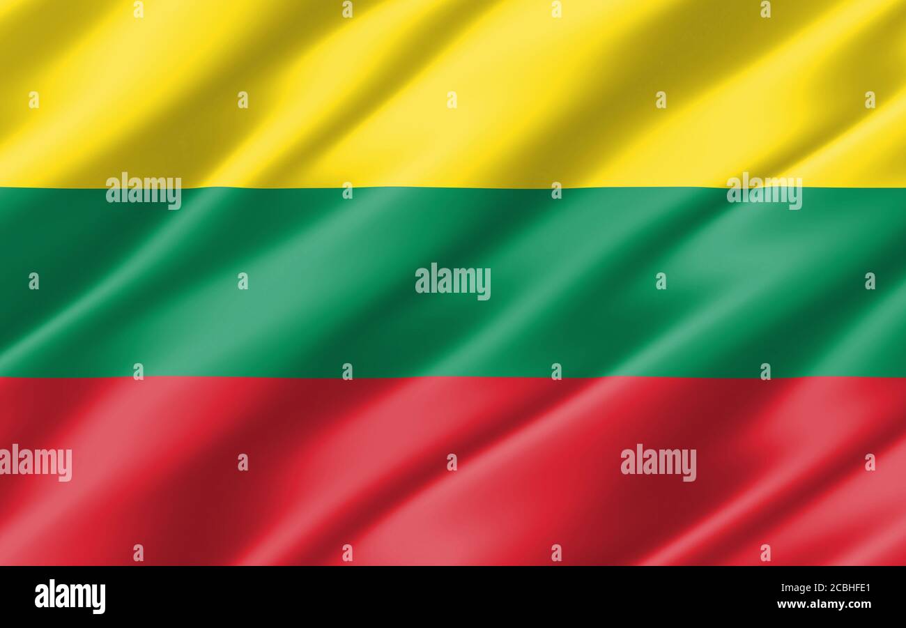 Silk wavy flag of Lithuania graphic. Wavy Lithuanian flag 3D ...