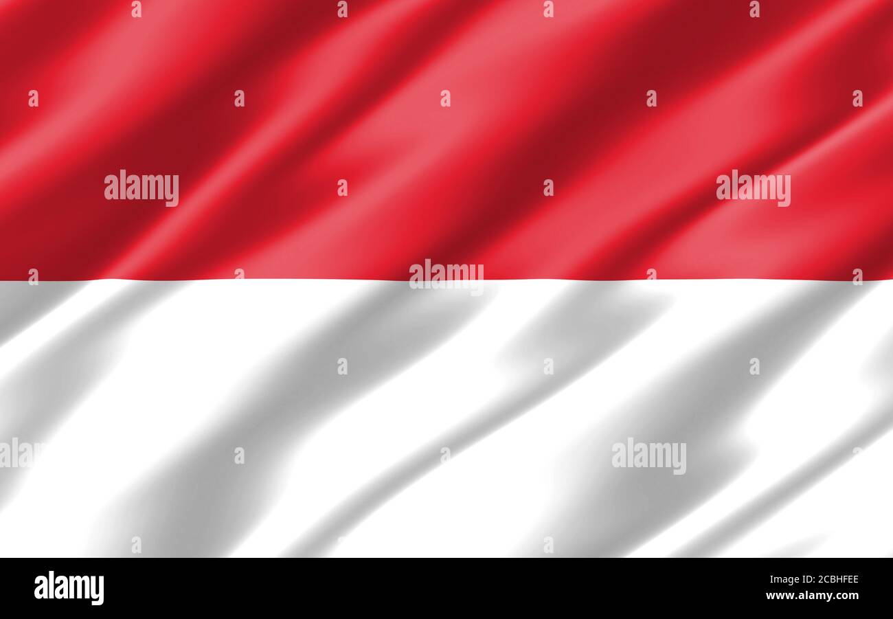 Silk wavy flag of Monaco graphic. Wavy Monegasque flag 3D illustration ...