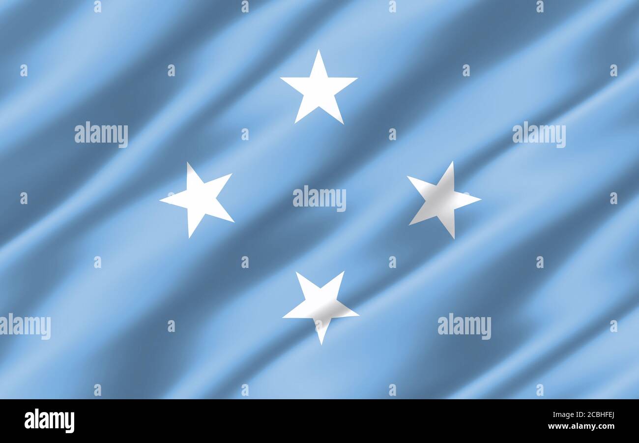 Silk wavy flag of Micronesia graphic. Wavy Micronesian flag 3D ...