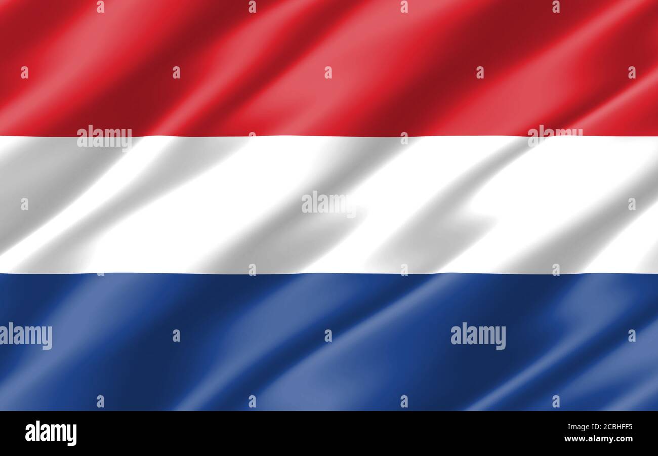 Silk wavy flag of Netherlands graphic. Wavy Dutch flag 3D illustration ...