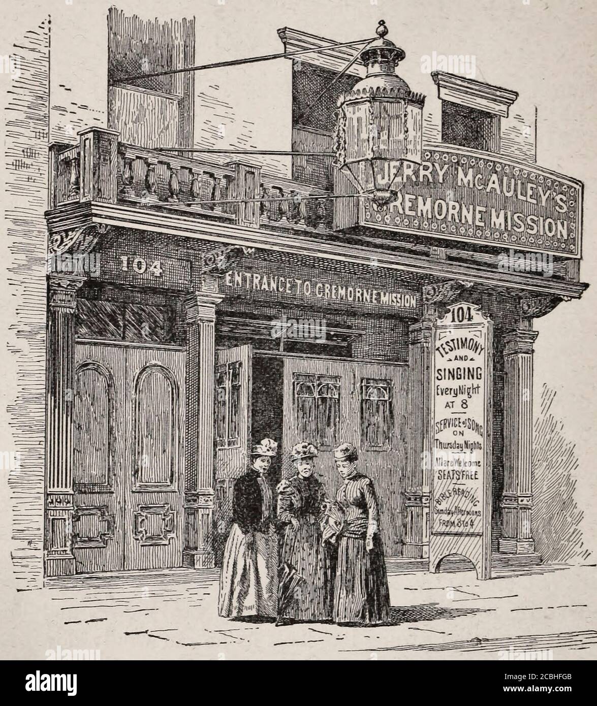 Entrance to the Cremorne Mission, New York City, circa 1892 Stock Photo ...