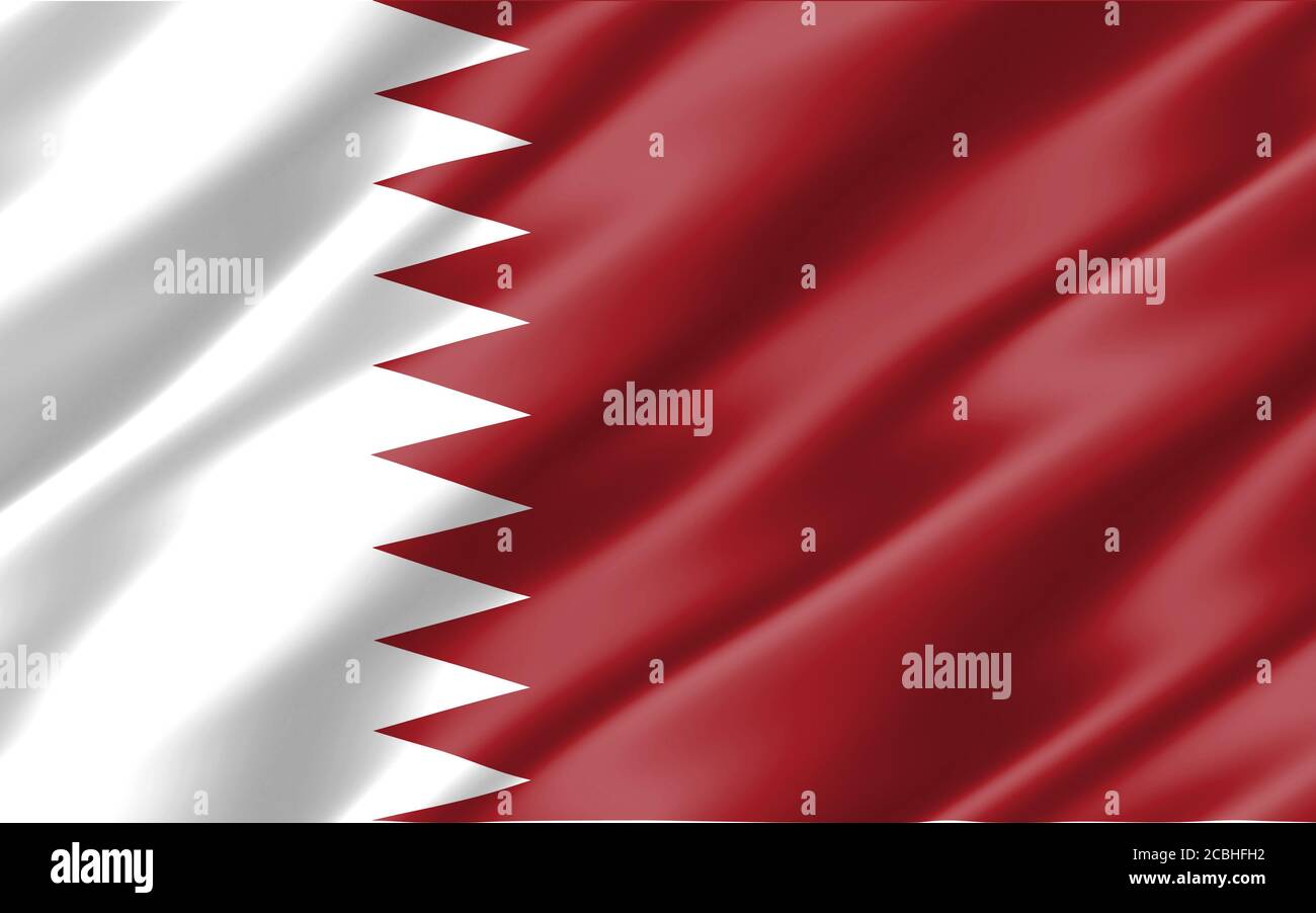 Silk wavy flag of Qatar graphic. Wavy Qatari flag 3D illustration ...