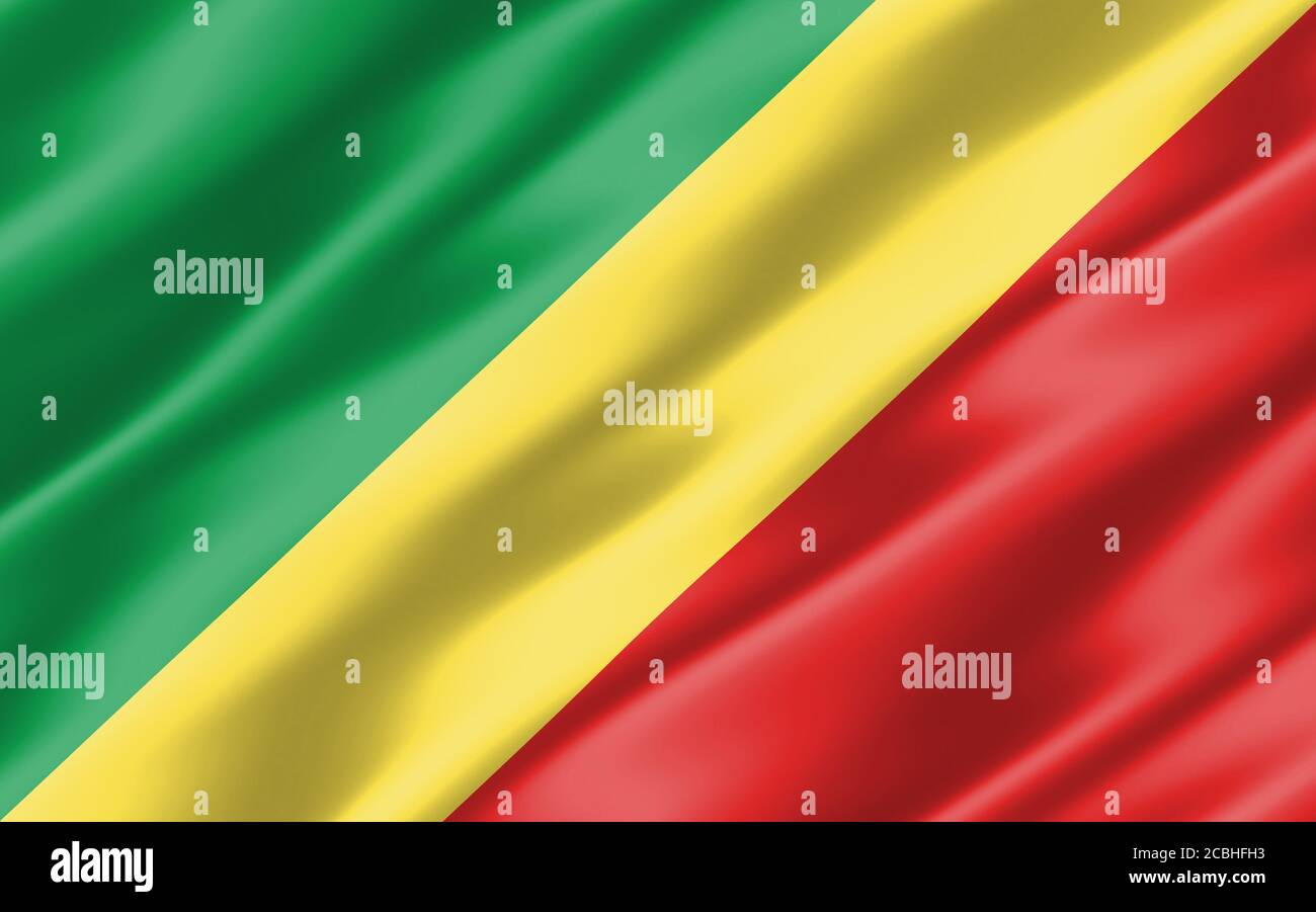 Silk wavy flag of Republic of Congo graphic. Wavy Congolese flag 3D ...