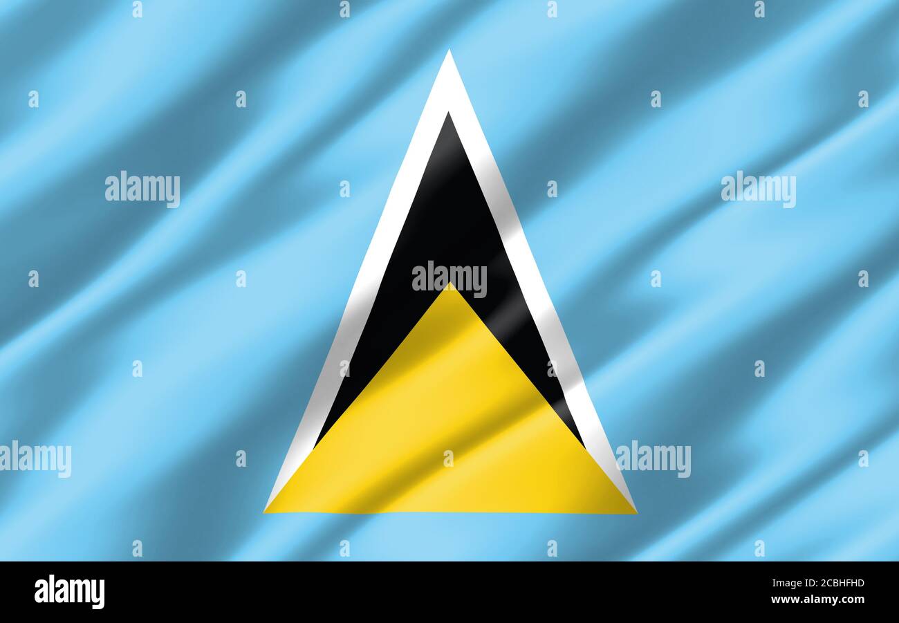 Silk wavy flag of Saint Lucia graphic. Wavy Saint Lucian flag 3D ...