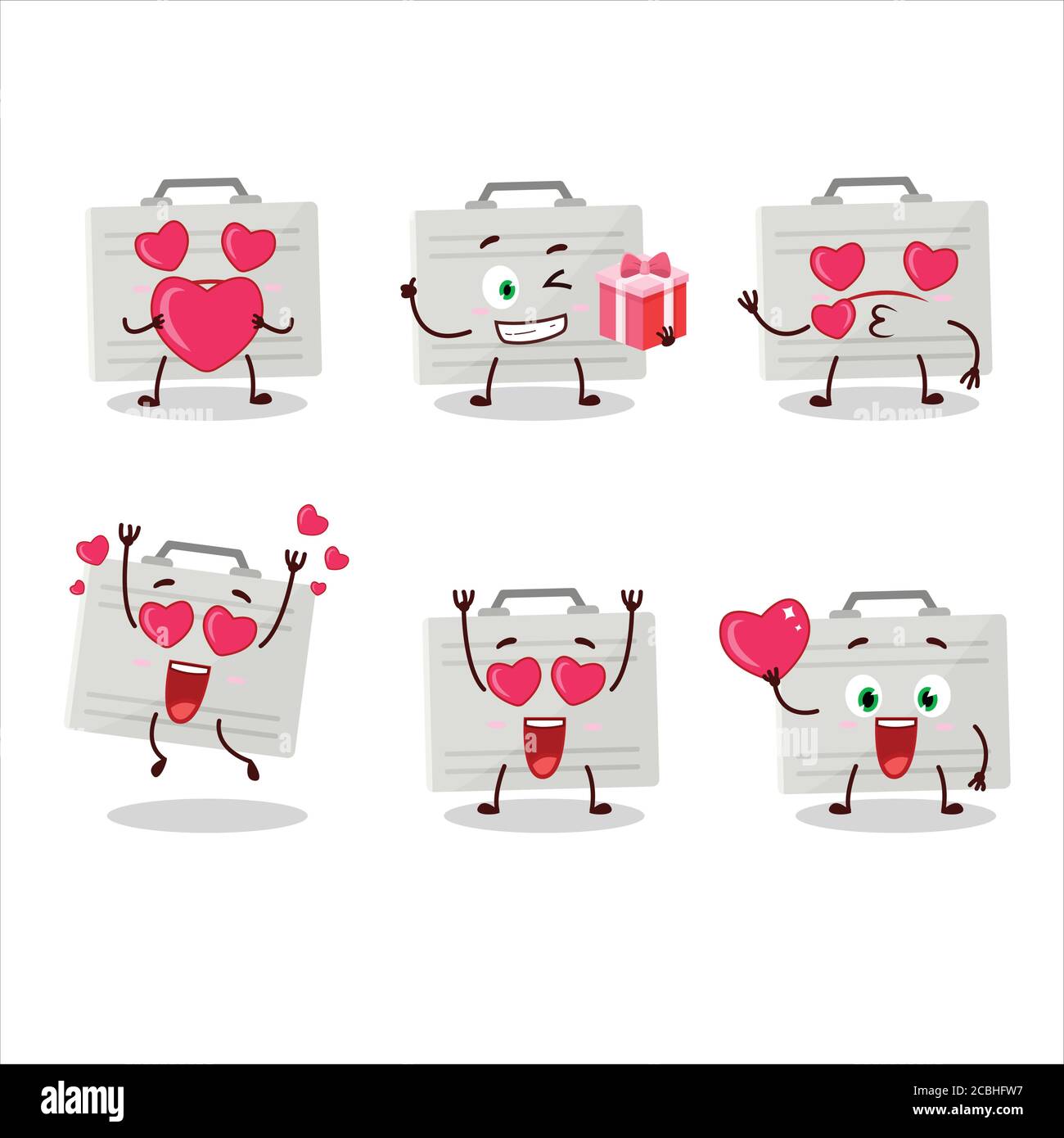 Silver suitcase cartoon character with love cute emoticon Stock Vector ...
