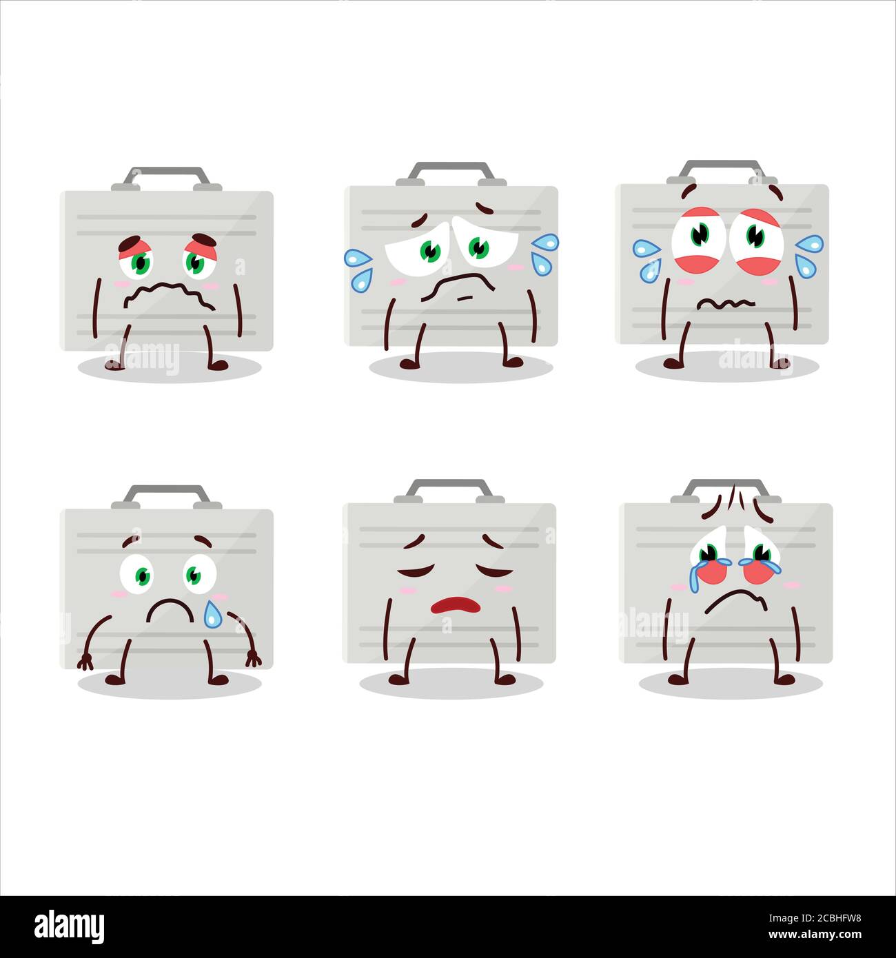 Silver suitcase cartoon character with sad expression Stock Vector ...