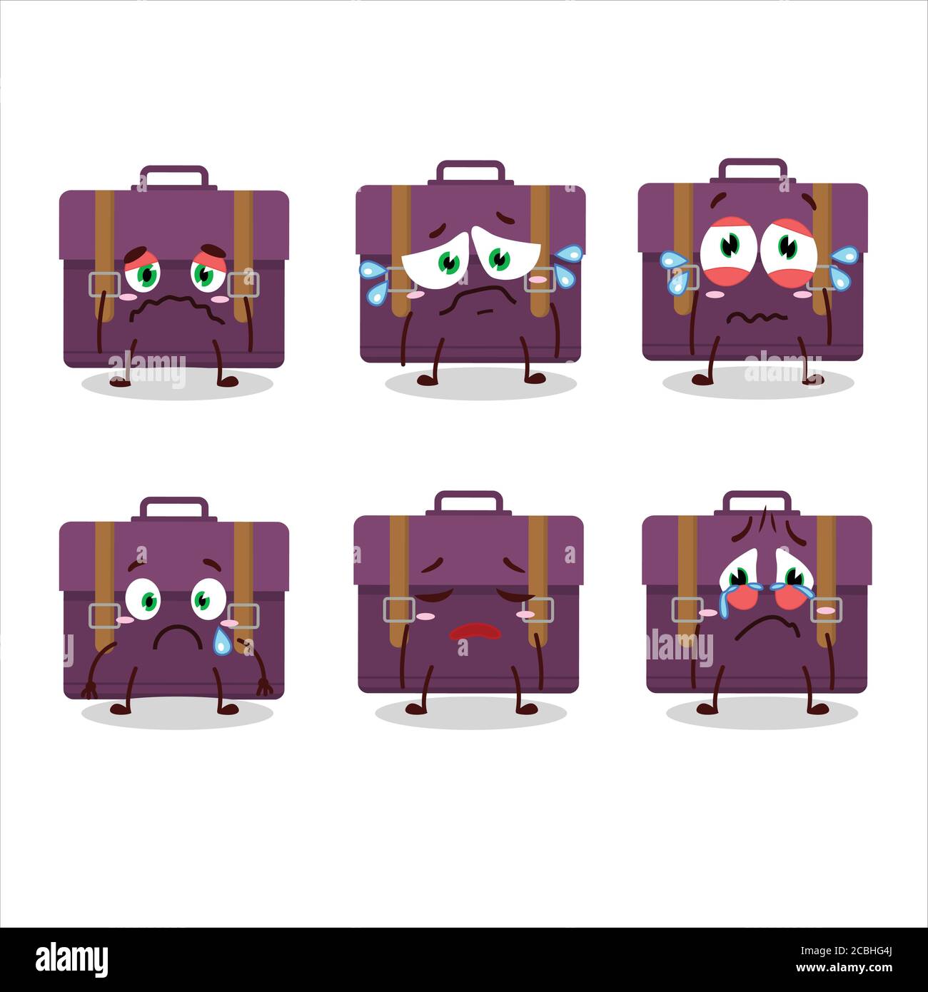 Purple suitcase cartoon character with sad expression Stock Vector ...