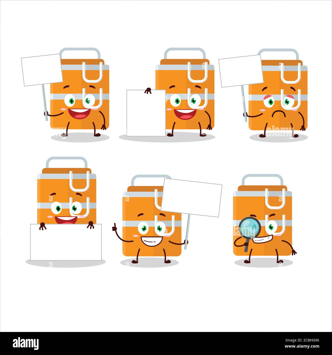 Orange lunch box cartoon character bring information board Stock Vector ...