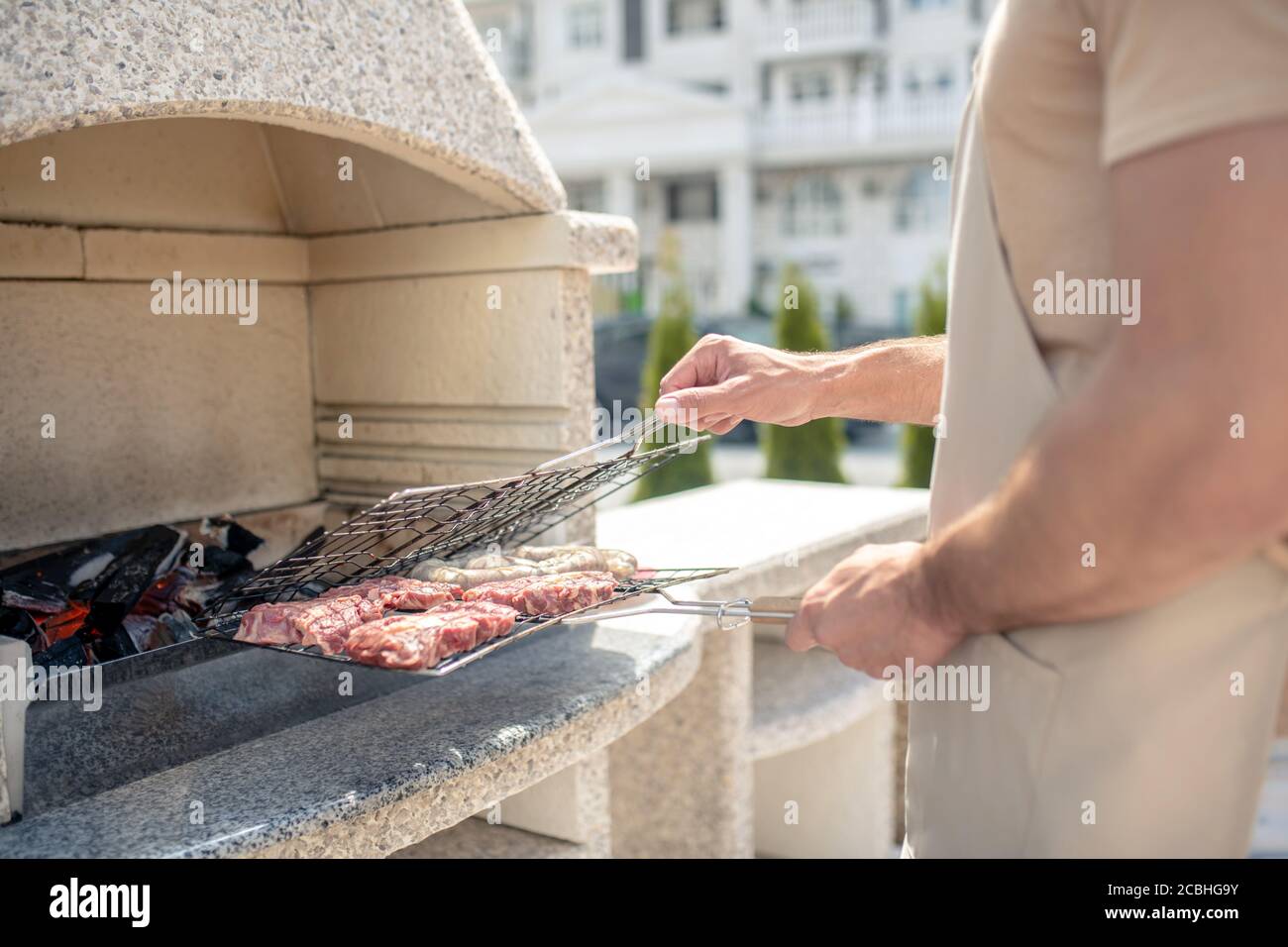 Close up mans hands cooking hi-res stock photography and images - Alamy