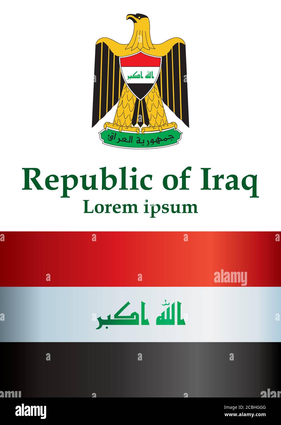 Flag of Iraq, Republic of Iraq. Template for award design, an official ...